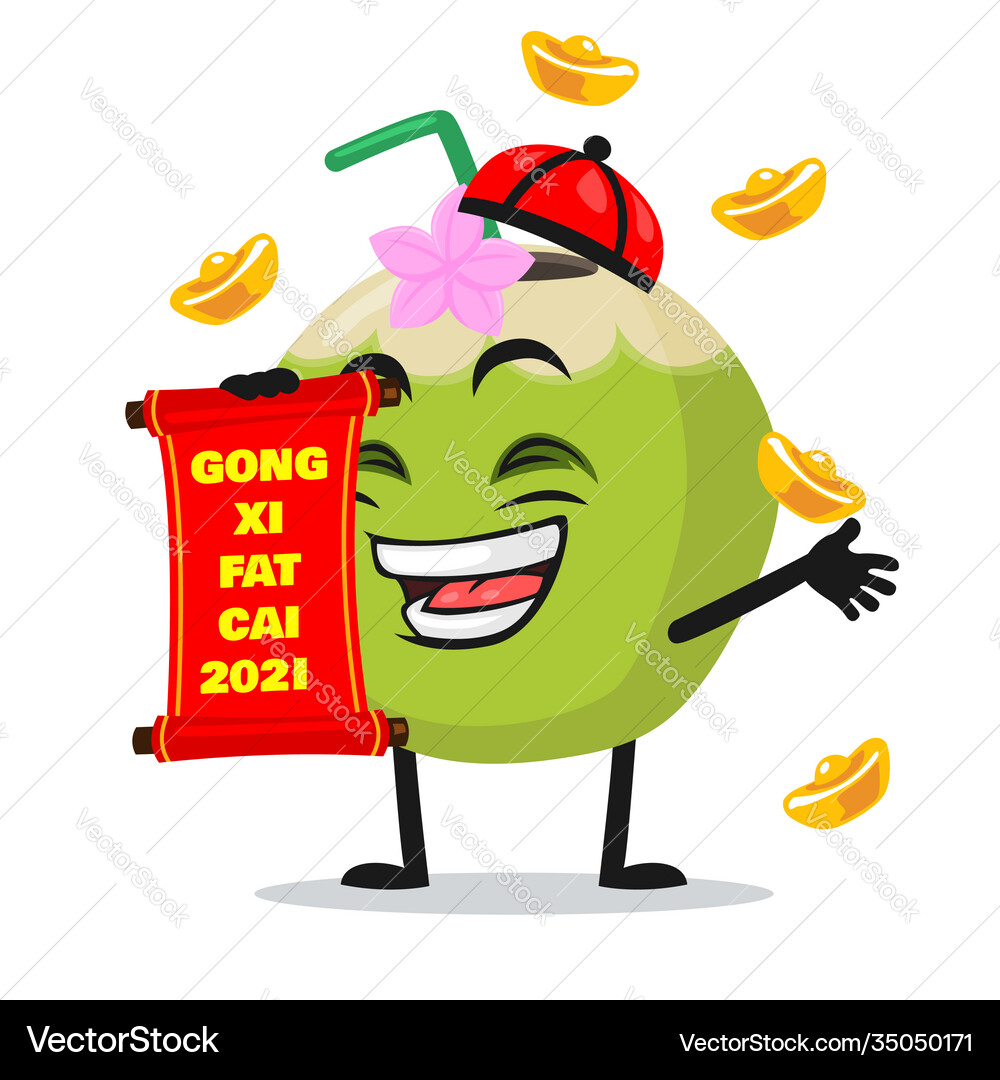 Green coconut mascot or character Royalty Free Vector Image