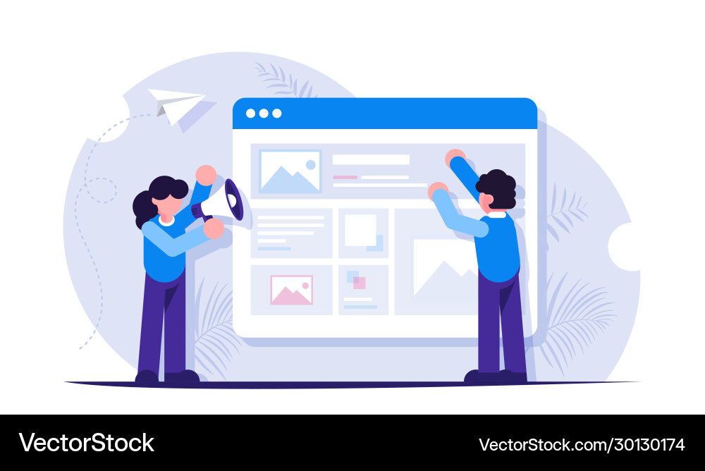 People are working on creating a content plan Vector Image