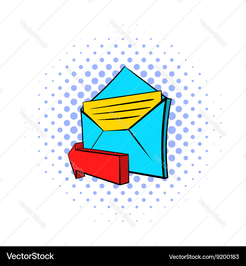 Outgoing e-mail icon pop-art style Royalty Free Vector Image