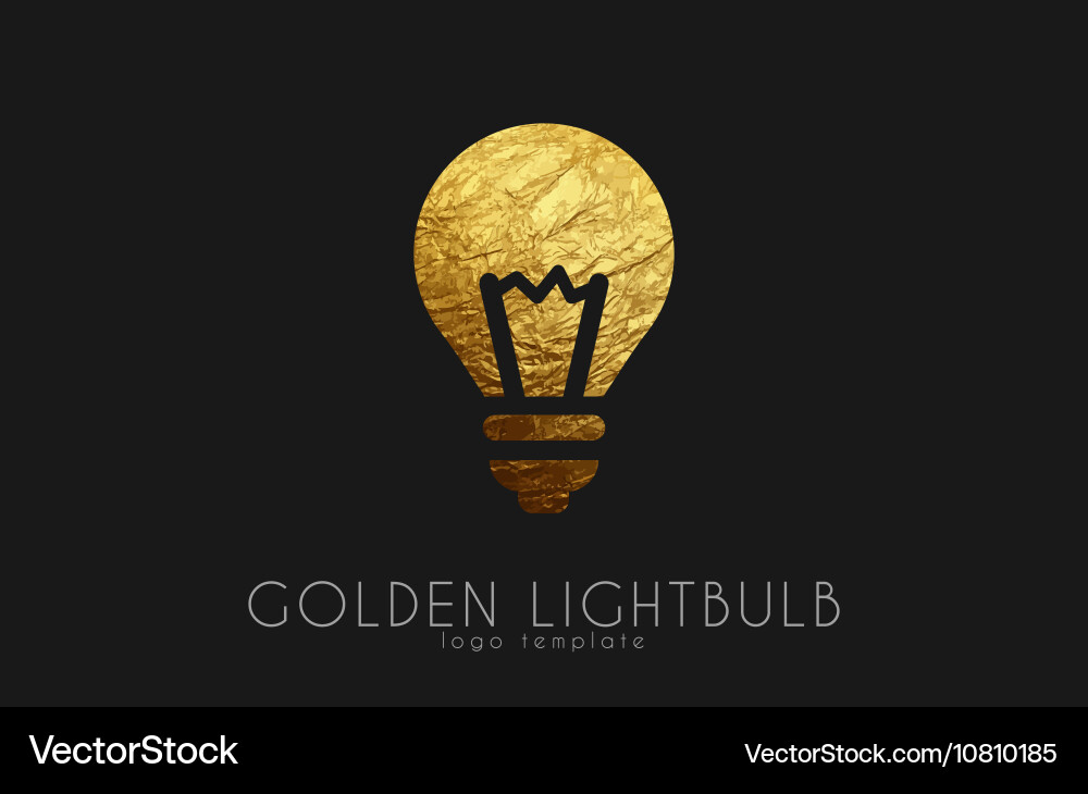 Lightbulb logo template icon golden Royalty Free Vector