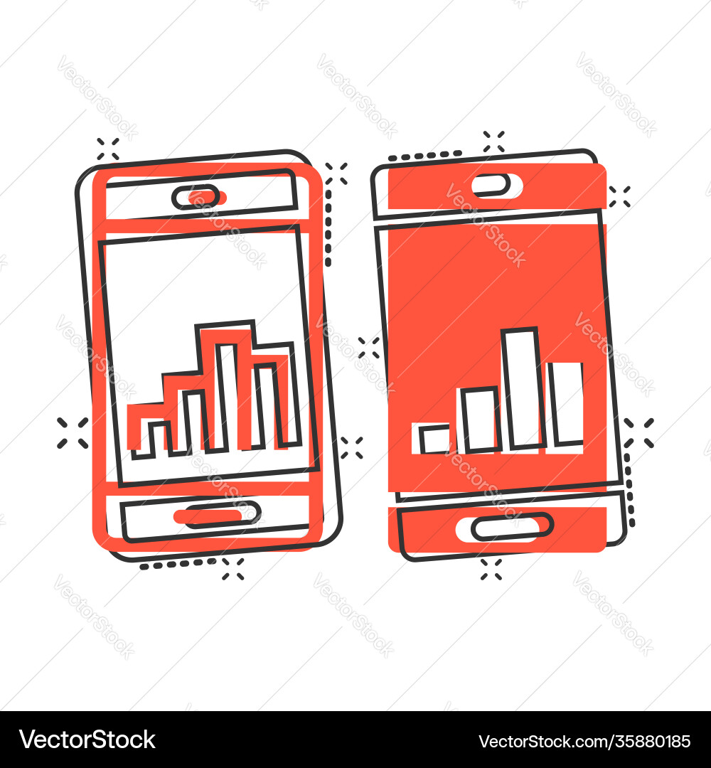 Phone diagram icon in comic style smartphone Vector Image
