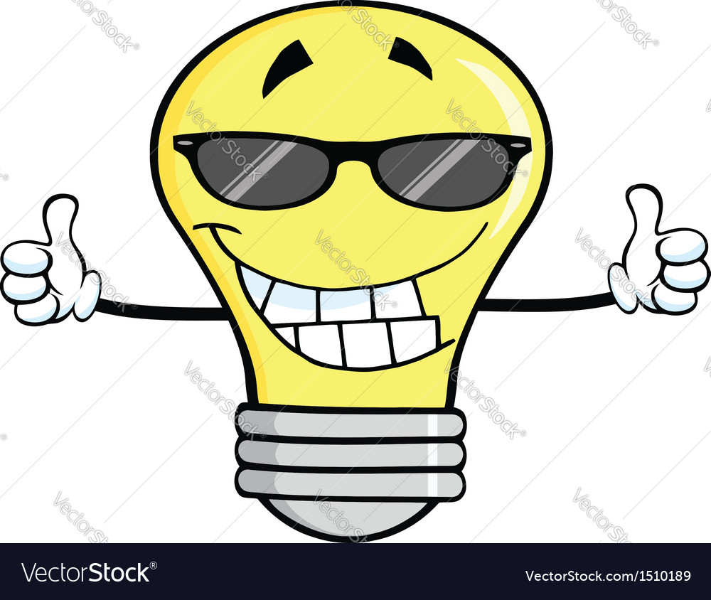 Happy light bulb cartoon Royalty Free Vector Image - VectorStock