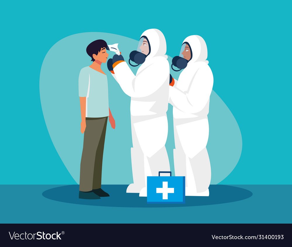 Doctors checking man temperature design Royalty Free Vector