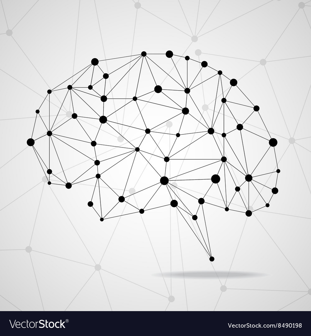 Abstract geometric brain with triangular polygons Vector Image