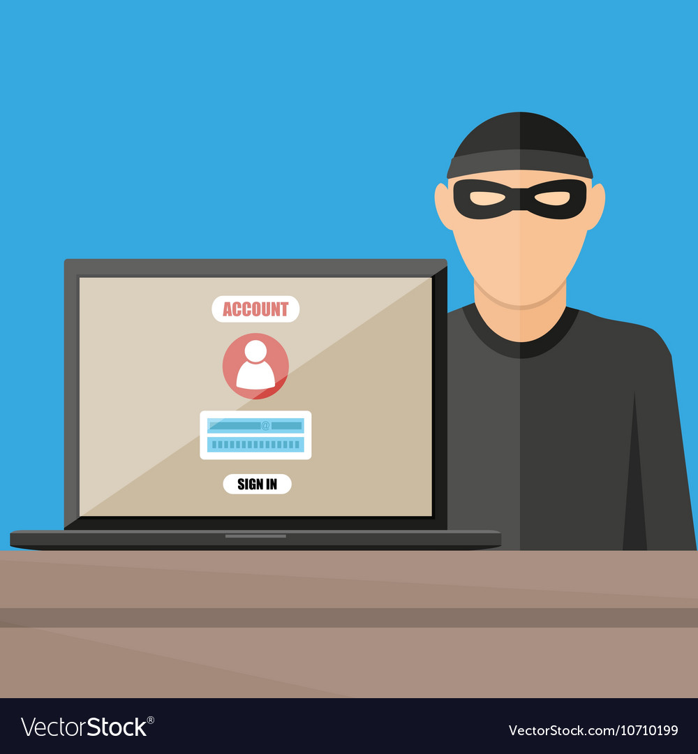 Thief hacker stealing passwords from laptop Vector Image