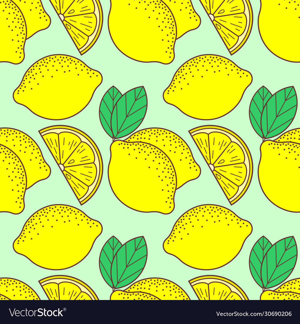 Fresh lemons seamless pattern flat style Vector Image