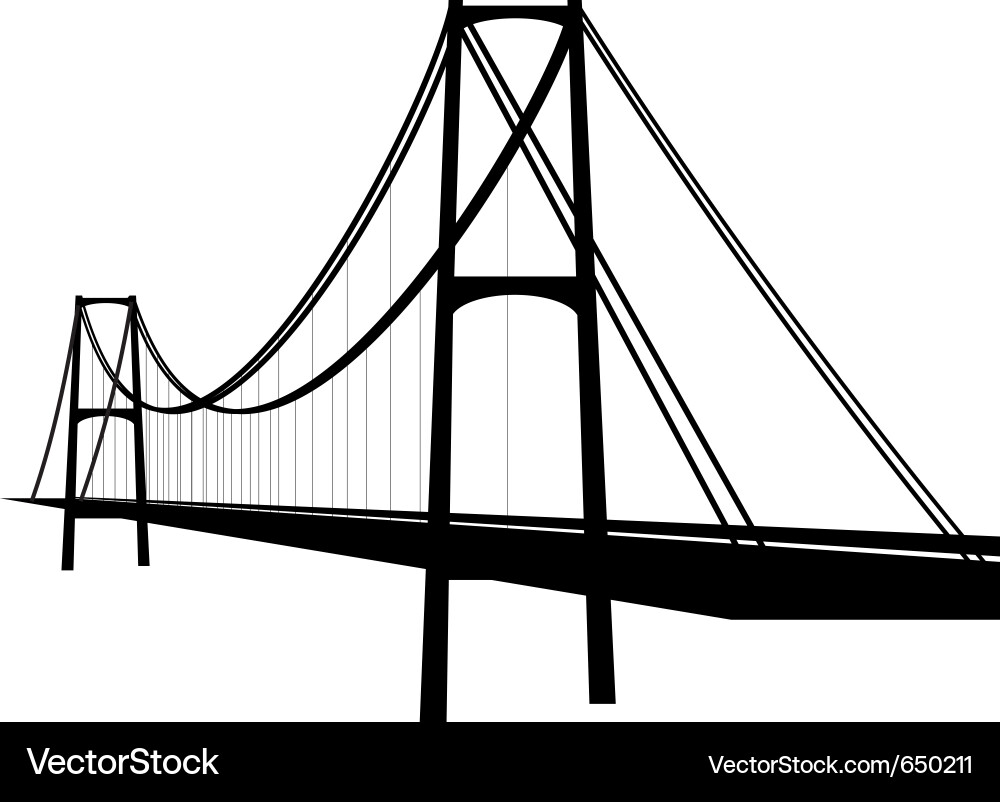 Suspension cable bridge Royalty Free Vector Image