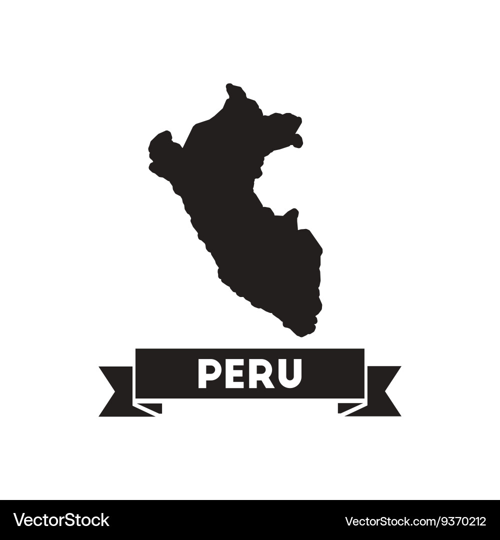 Flat icon in black and white Peru map Royalty Free Vector