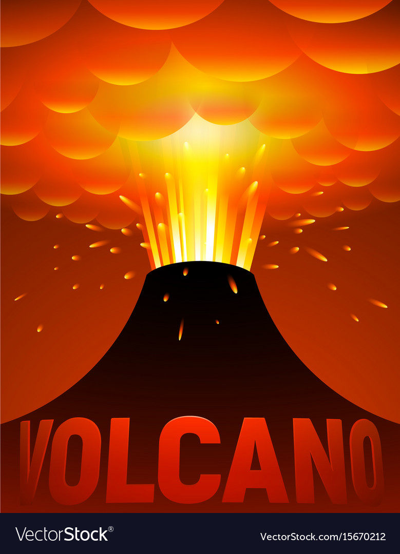 Volcano eruption cartoon Royalty Free Vector Image
