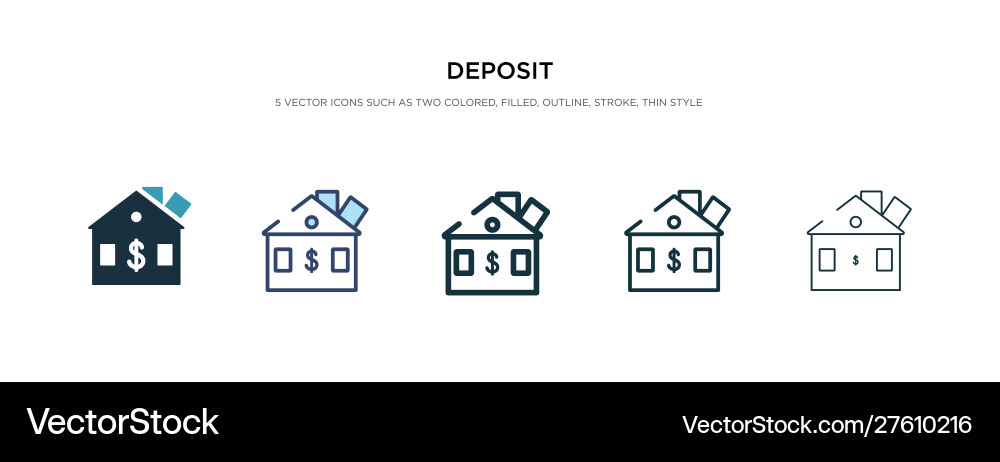 Deposit icon in different style two colored Vector Image
