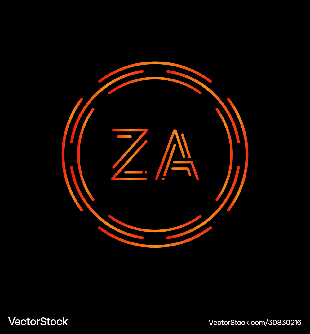 Initial za logo design template digital circle Vector Image