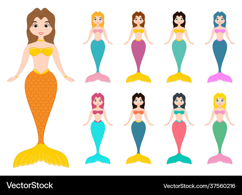 Mermaid design isolated on white background Vector Image