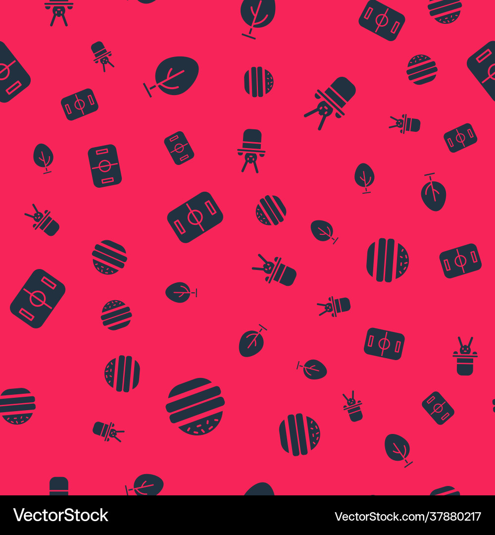 Set burger tree hockey table and magician hat Vector Image