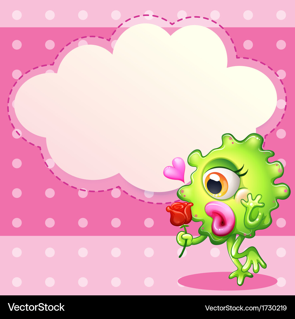 A green monster holding red rose Royalty Free Vector Image