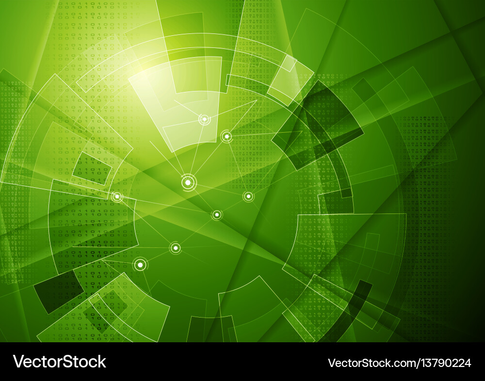 Green tech geometric technology background Vector Image
