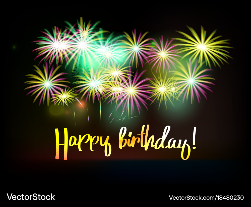 Happy birthday fireworks greeting card Royalty Free Vector