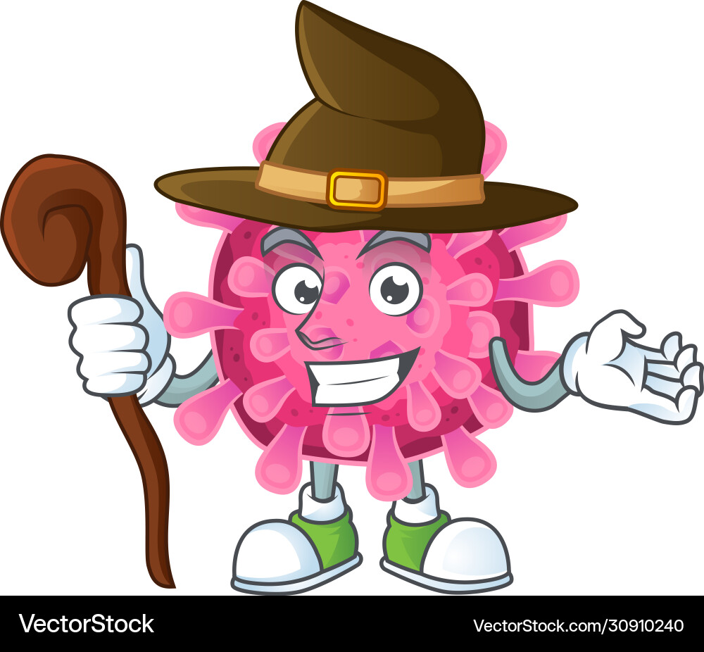 Cartoon style corona virus dressed as a witch Vector Image