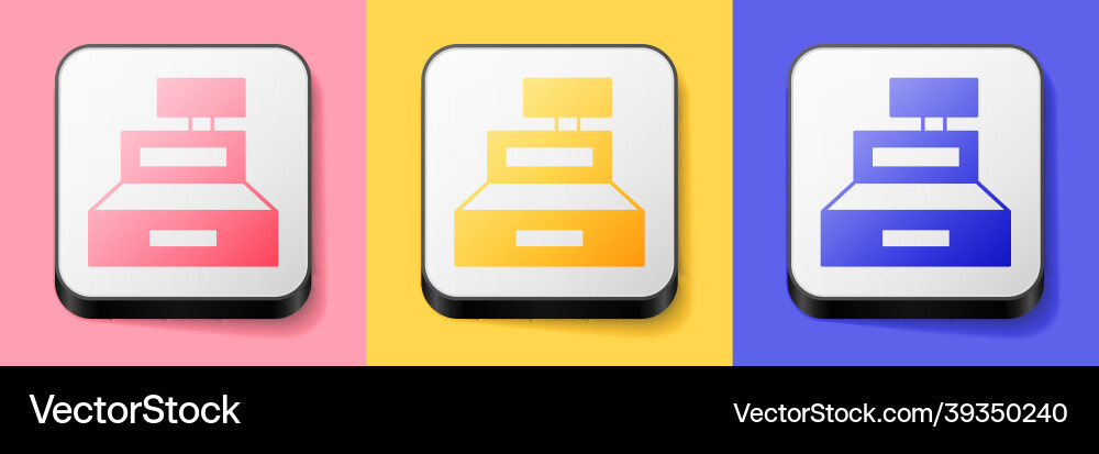 Isometric cash register machine with a check icon Vector Image