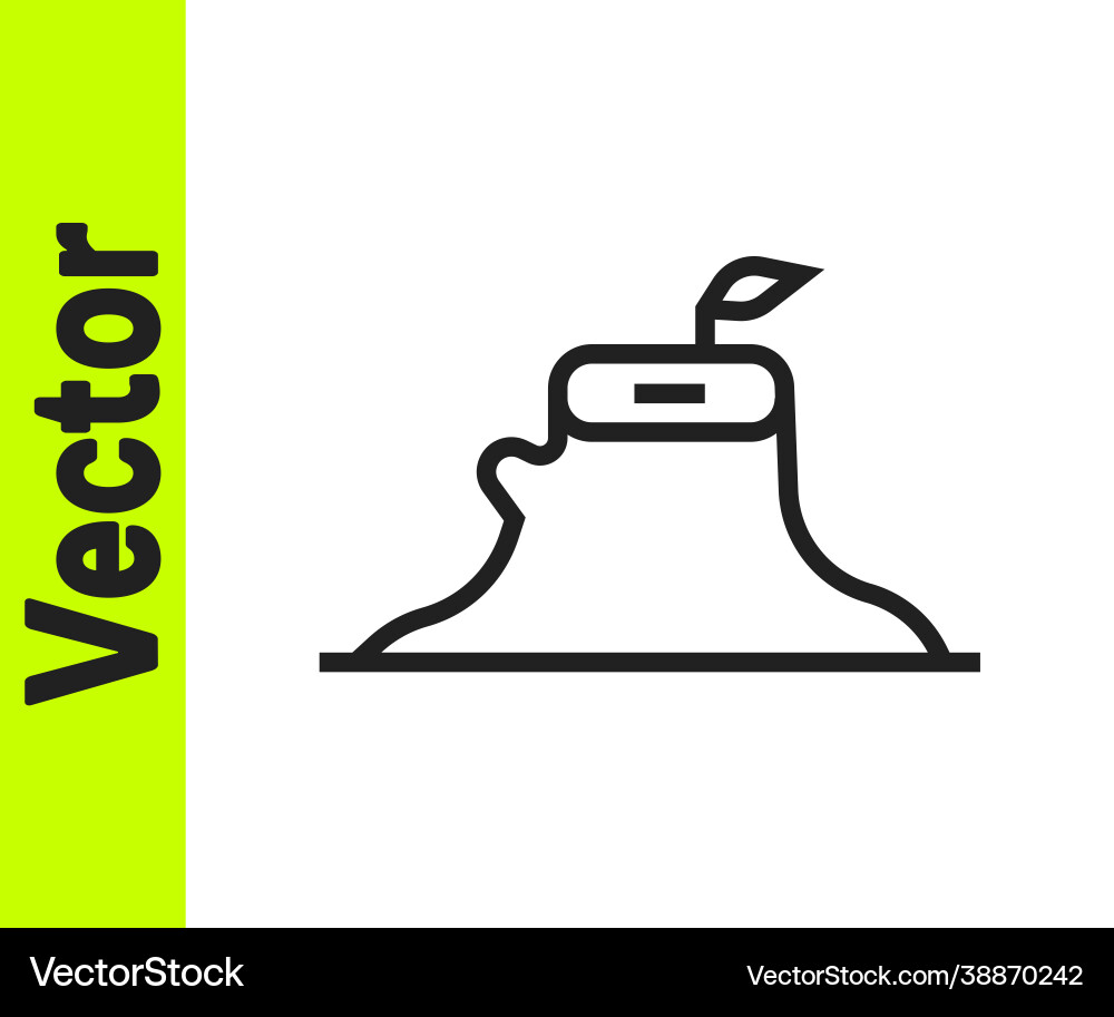 Black line tree stump icon isolated on white Vector Image