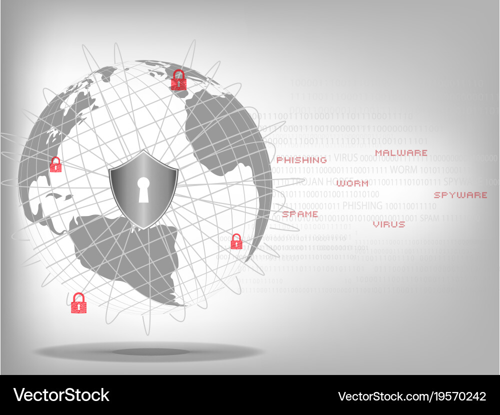 Shield protect world global network Royalty Free Vector