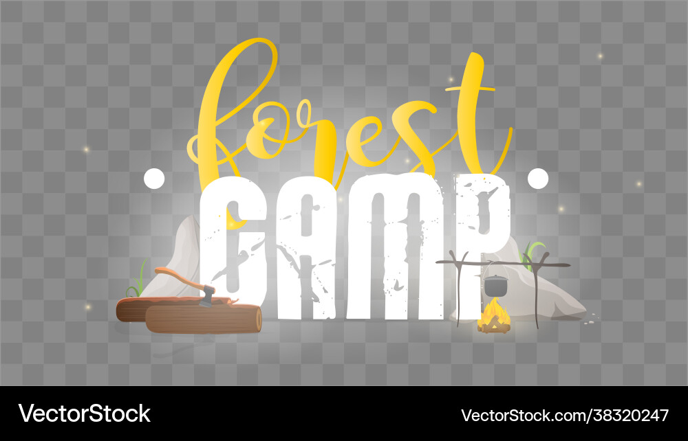 Forest camp lettering template for a banner font Vector Image