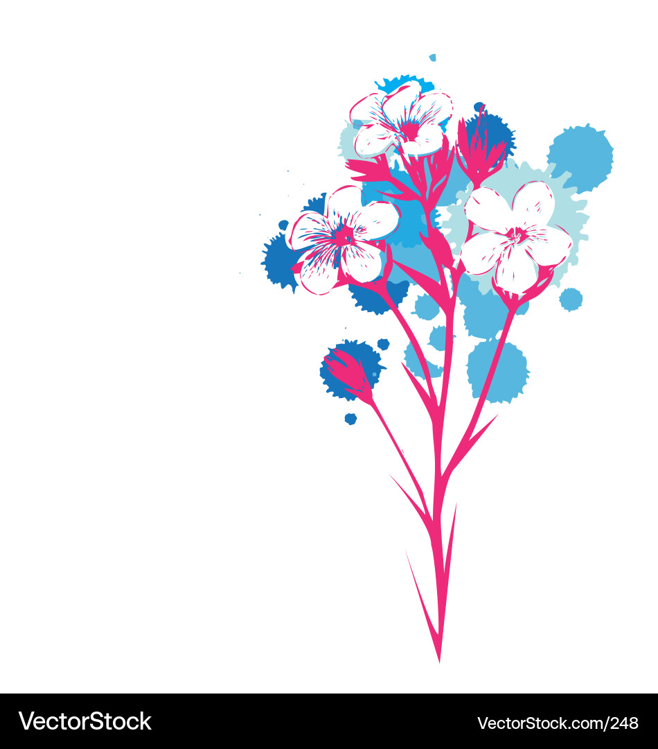 Flowers with ink drop colours Royalty Free Vector Image