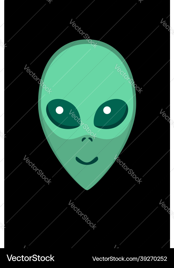 Alien green head isolated on black background Vector Image