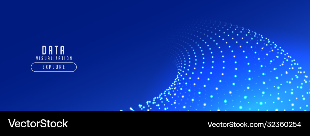 Blue technology banner with flowing particle wave Vector Image