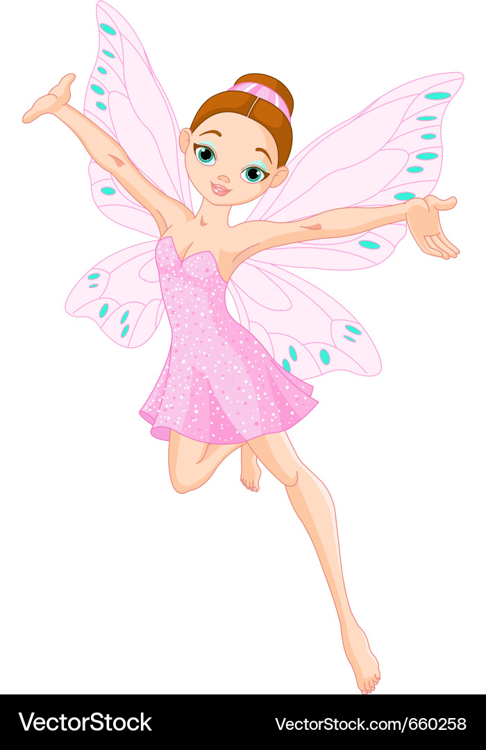 Pink fairy in flight Royalty Free Vector Image