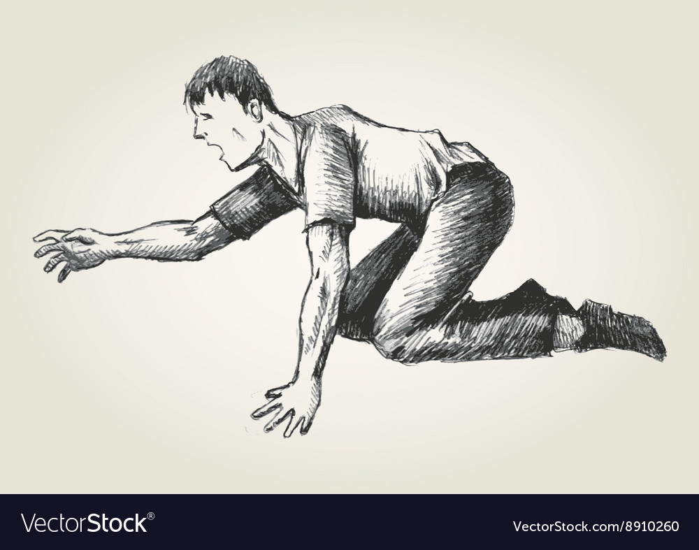 Sketch Of A Man Crawling Royalty Free Vector Image
