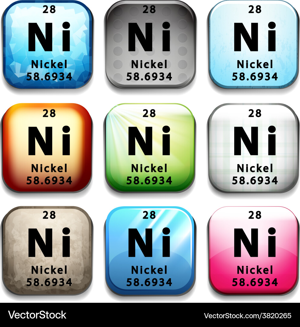 A button with chemical nickel Royalty Free Vector Image