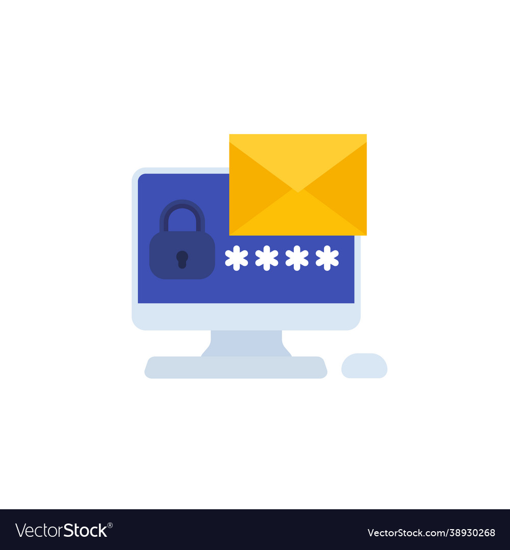 Mail Access And Authentication With Password Icon Vector Image