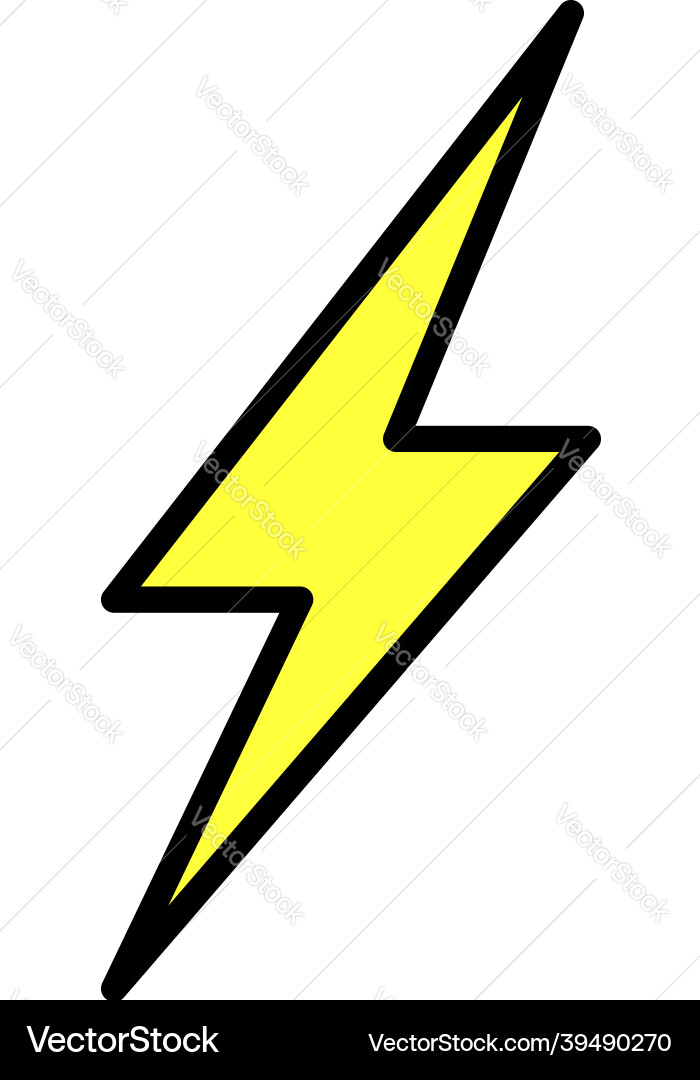 Lightning symbol icon color outline Royalty Free Vector