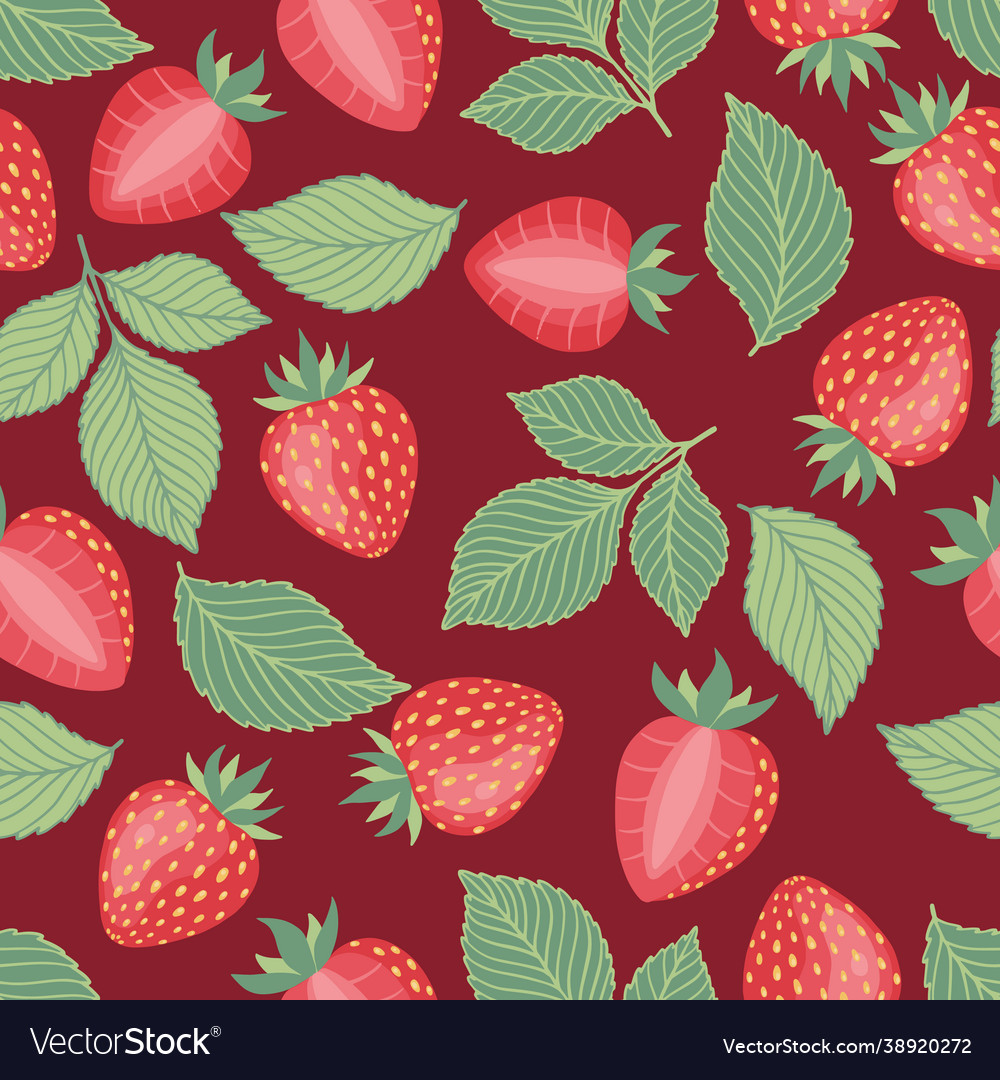 Strawberries seamless pattern background Vector Image