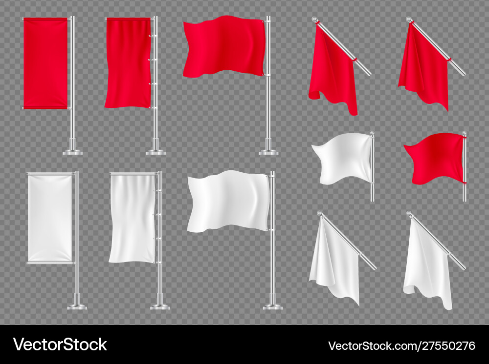 Flag banners realistic textile flags Royalty Free Vector
