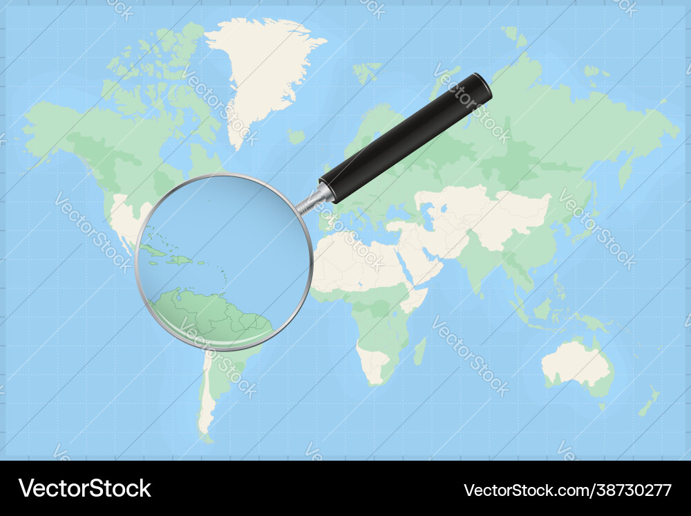 Map world with a magnifying glass on a Royalty Free Vector