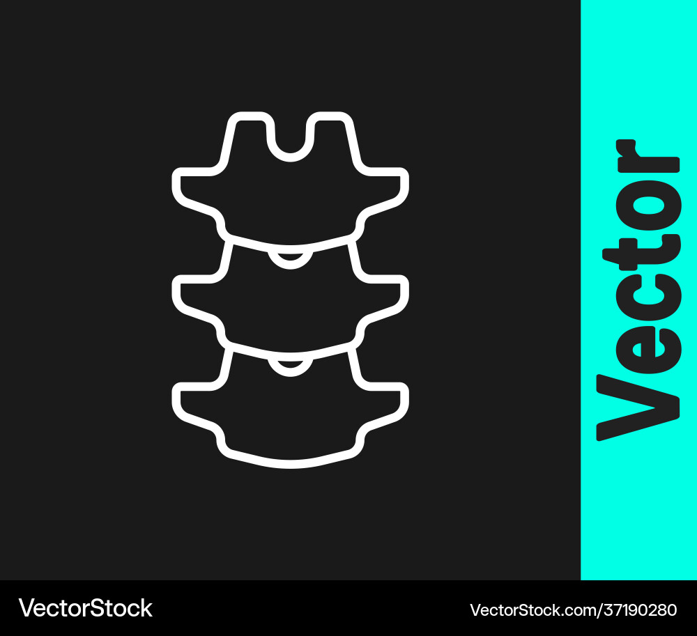 White line human spine icon isolated on black Vector Image