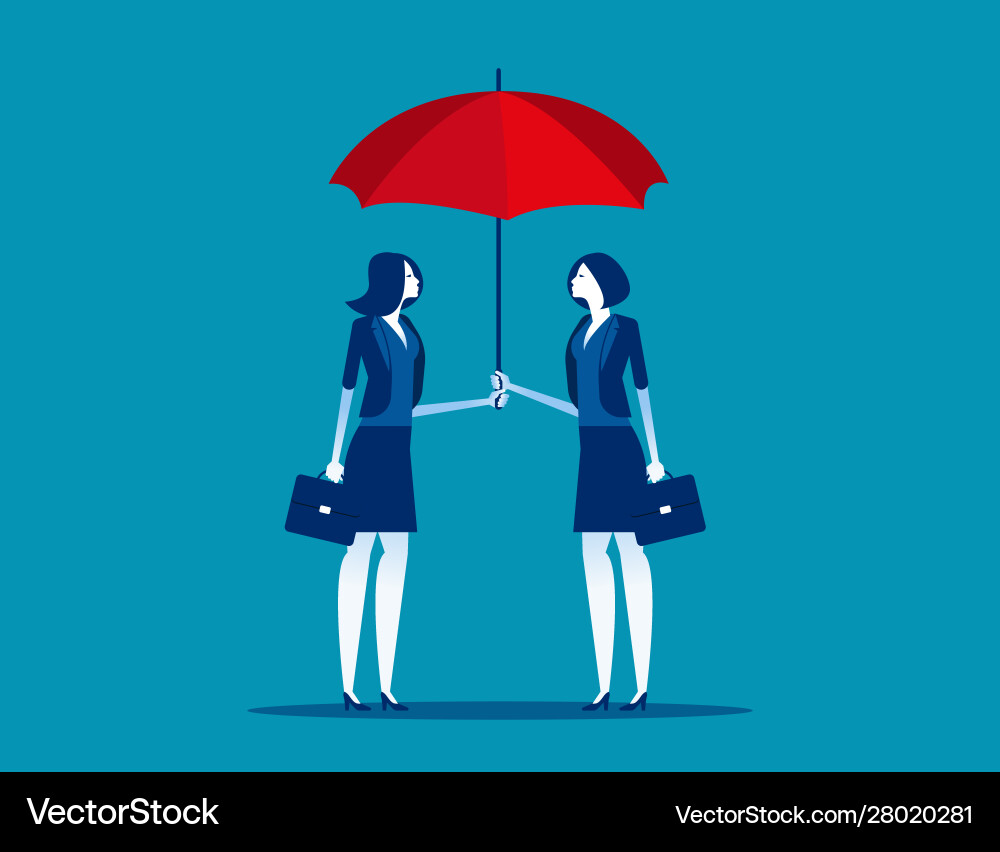 Business team under umbrella concept Royalty Free Vector