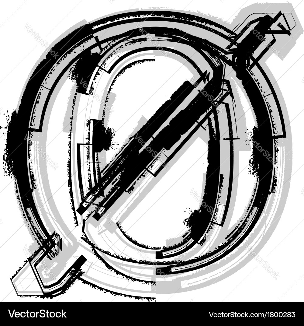 Grunge font number 0 Royalty Free Vector Image