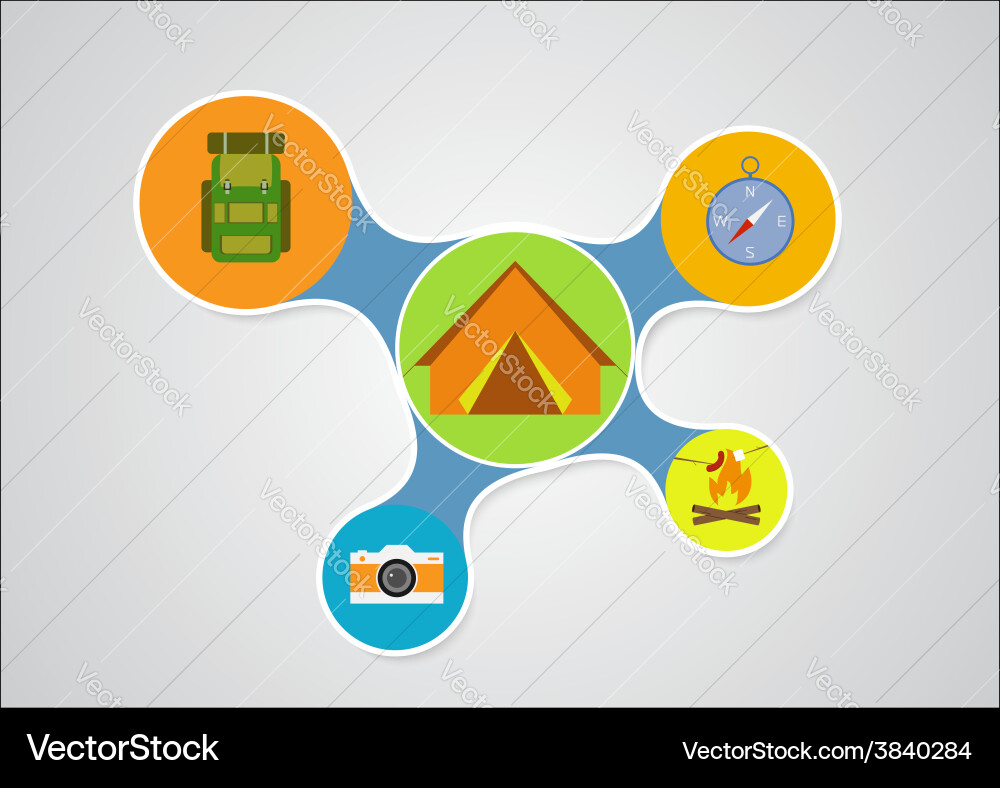 Camping graphic in round style outdoor elements Vector Image