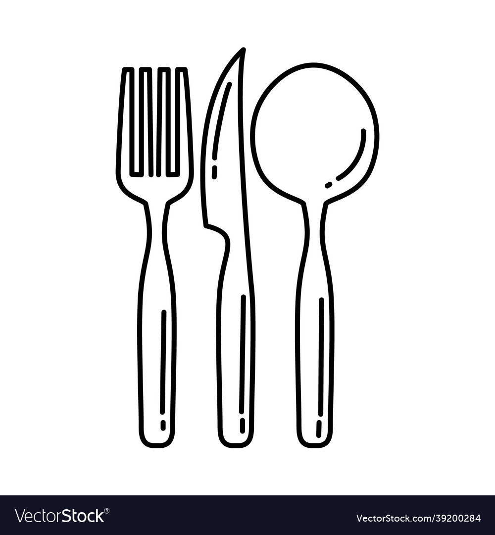 Cutlery set icon doodle hand drawn or outline Vector Image Cutlery set icon doodle hand drawn or outline Vector Image