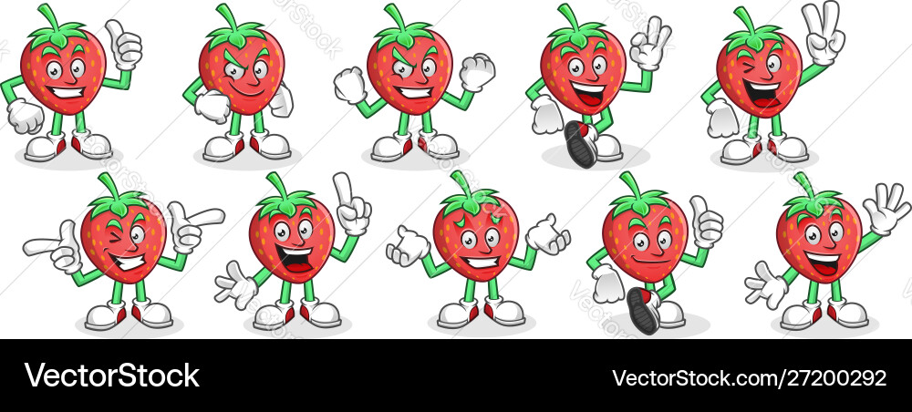 Strawberry character design or mascot Royalty Free Vector