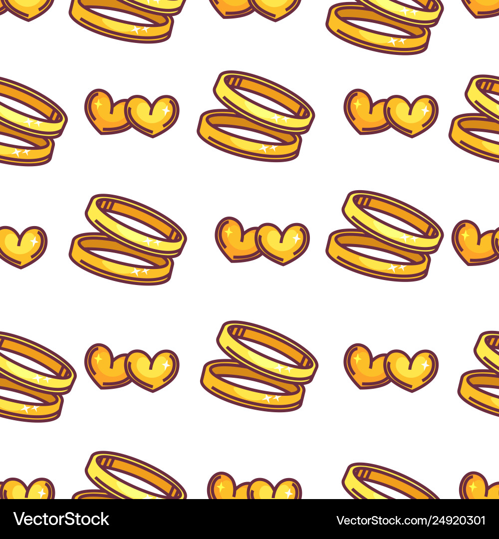 Hearts and wedding rings seamless pattern marriage