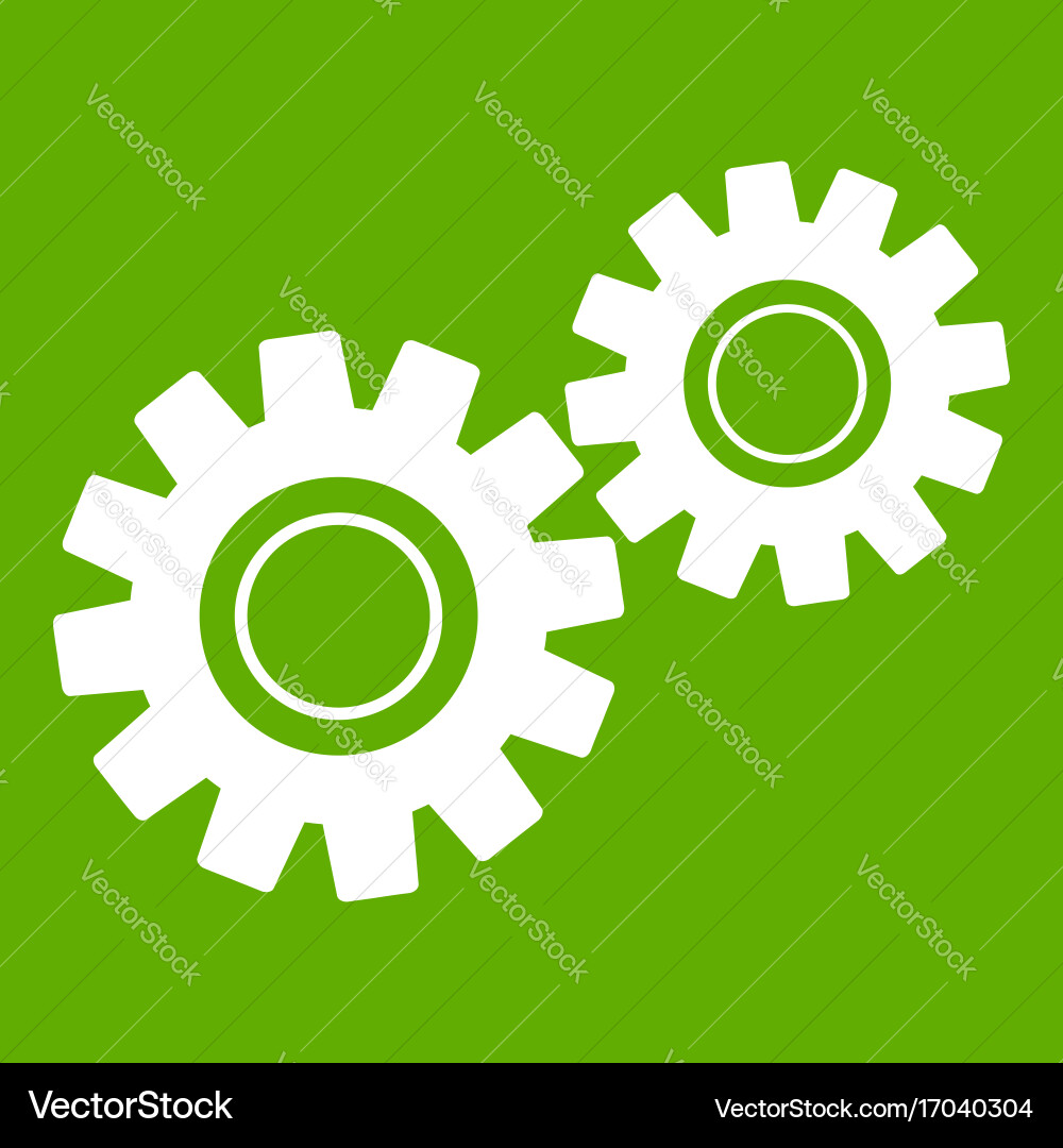 Two gears icon green Royalty Free Vector Image