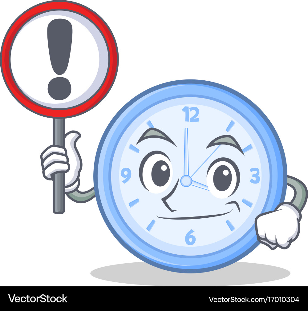 With sign clock character cartoon style Royalty Free Vector