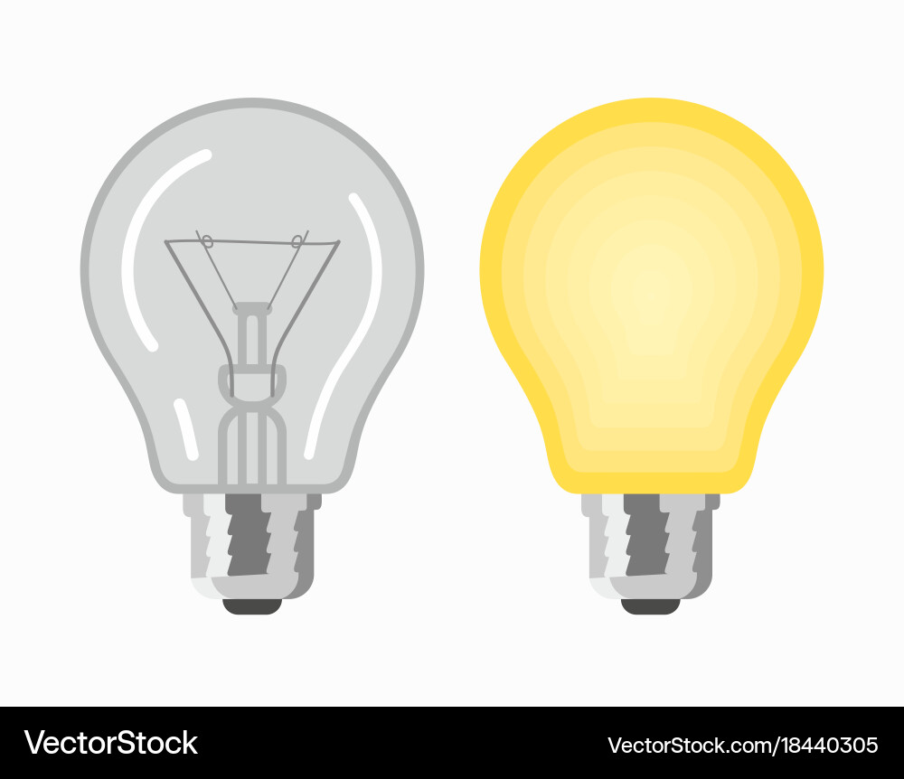 Glowing and turned off light bulbs Royalty Free Vector Image
