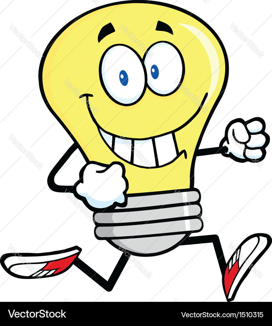 Happy light bulb cartoon Royalty Free Vector Image