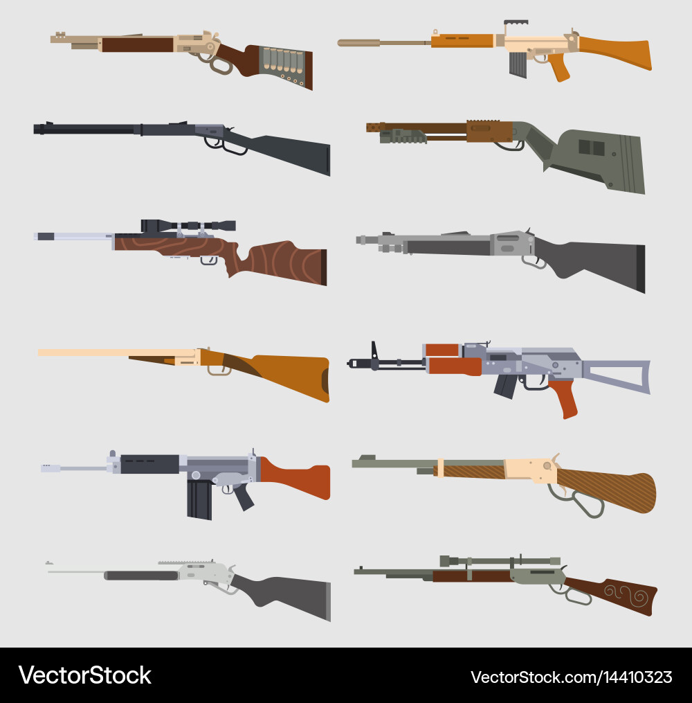 Machine guns set Royalty Free Vector Image - VectorStock
