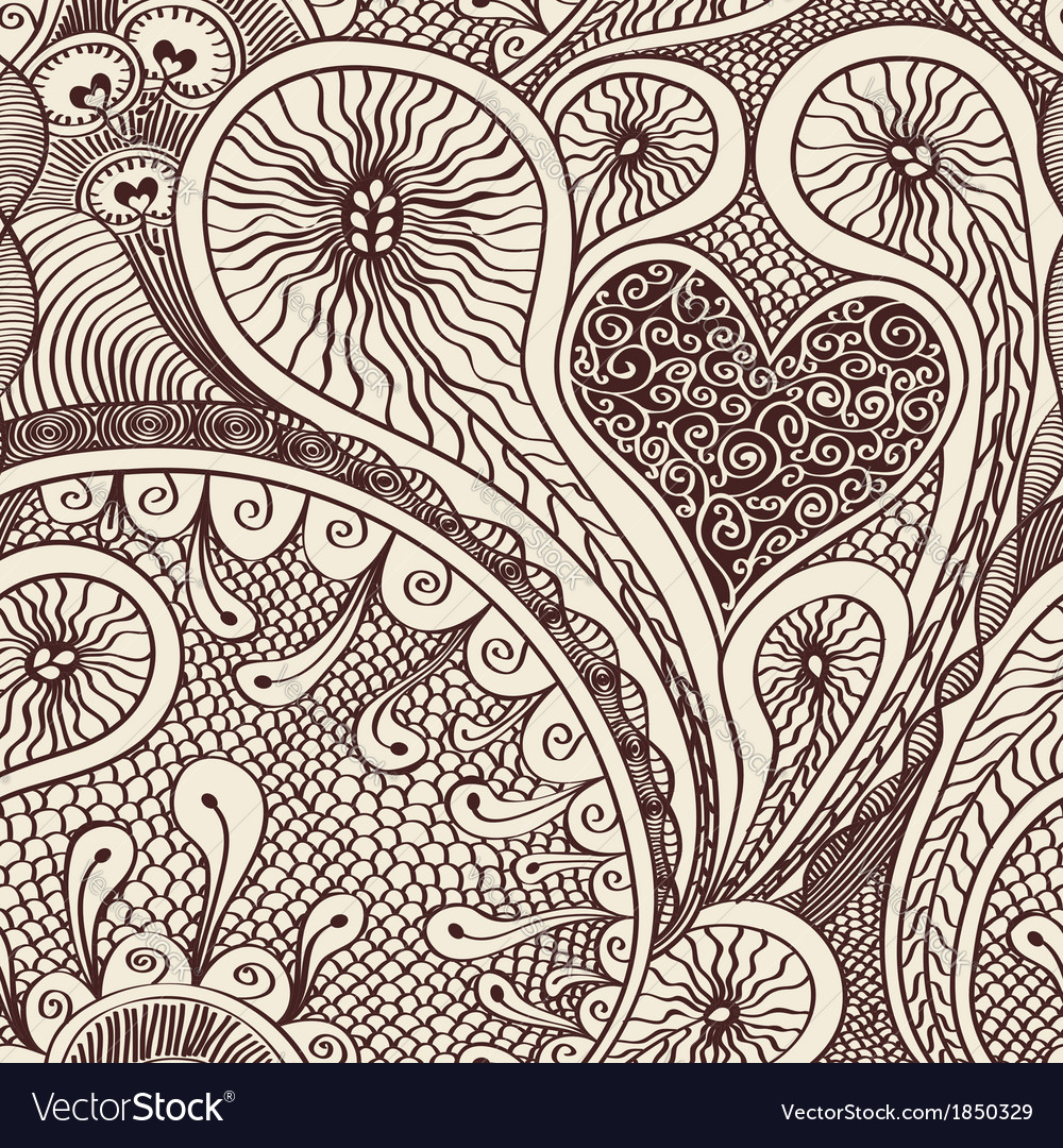 Seamless drawn doodle pattern Royalty Free Vector Image