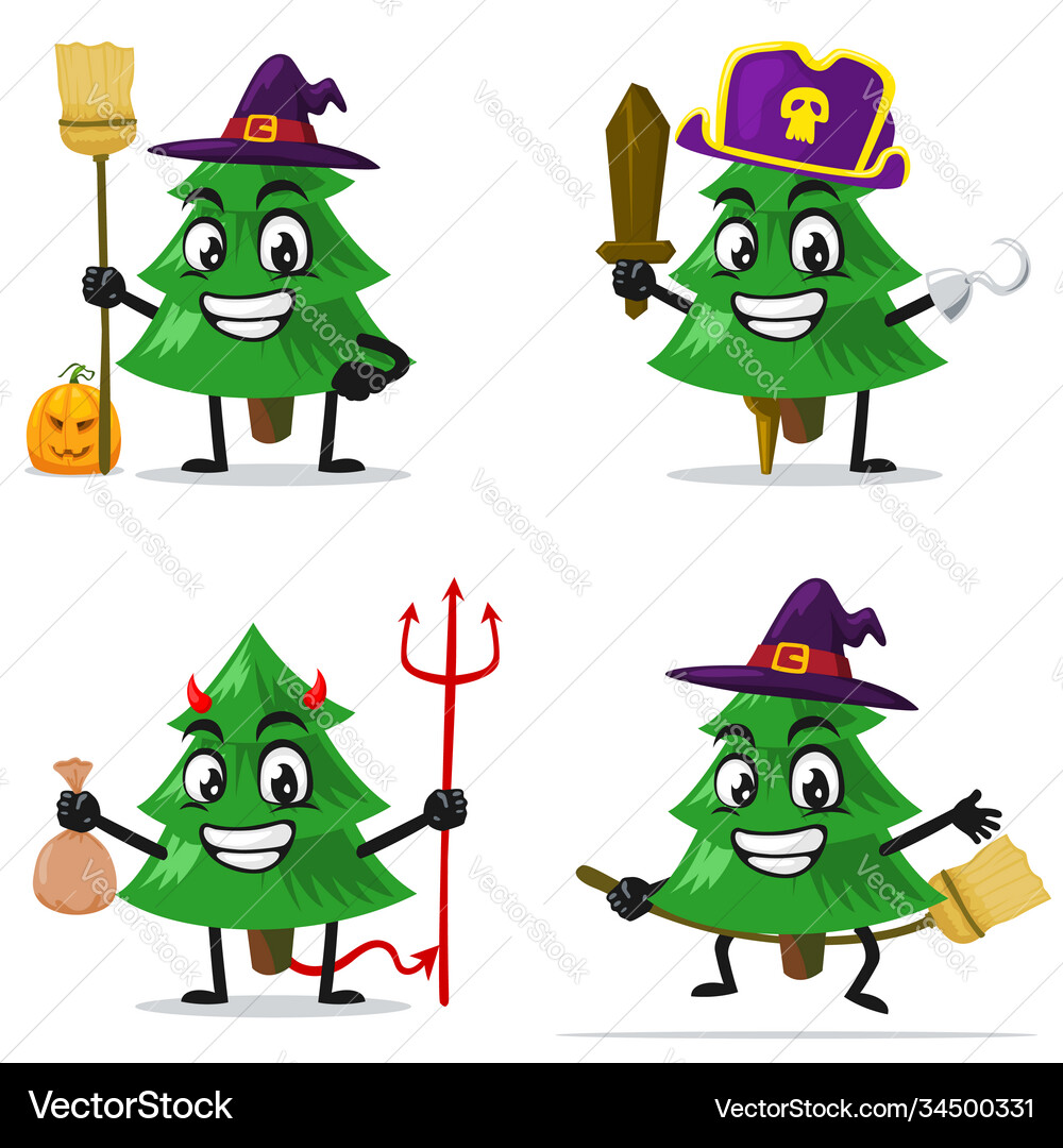 Spruce tree mascot or character Royalty Free Vector Image